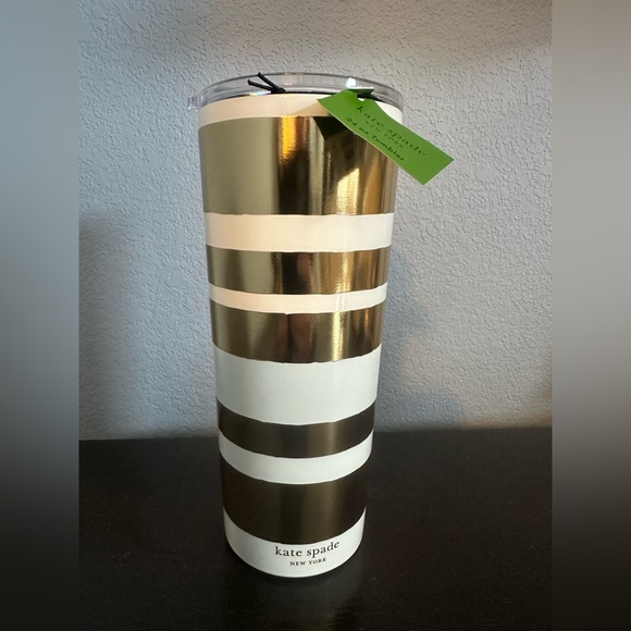 kate spade | Kitchen | Nwt Kate Spade Gold Stripe Tumbler 24oz ...